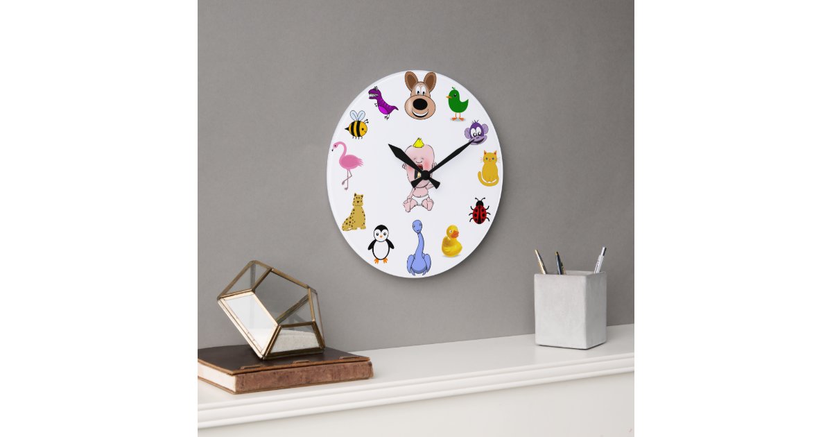 CHILDS CARTOON CHARACTERS - LARGE CLOCK | Zazzle