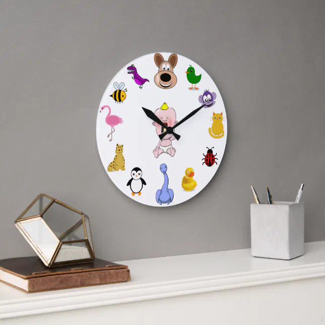CHILDS CARTOON CHARACTERS - LARGE CLOCK | Zazzle