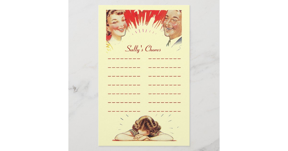Child's List chore Lists Project Plan Stationery | Zazzle