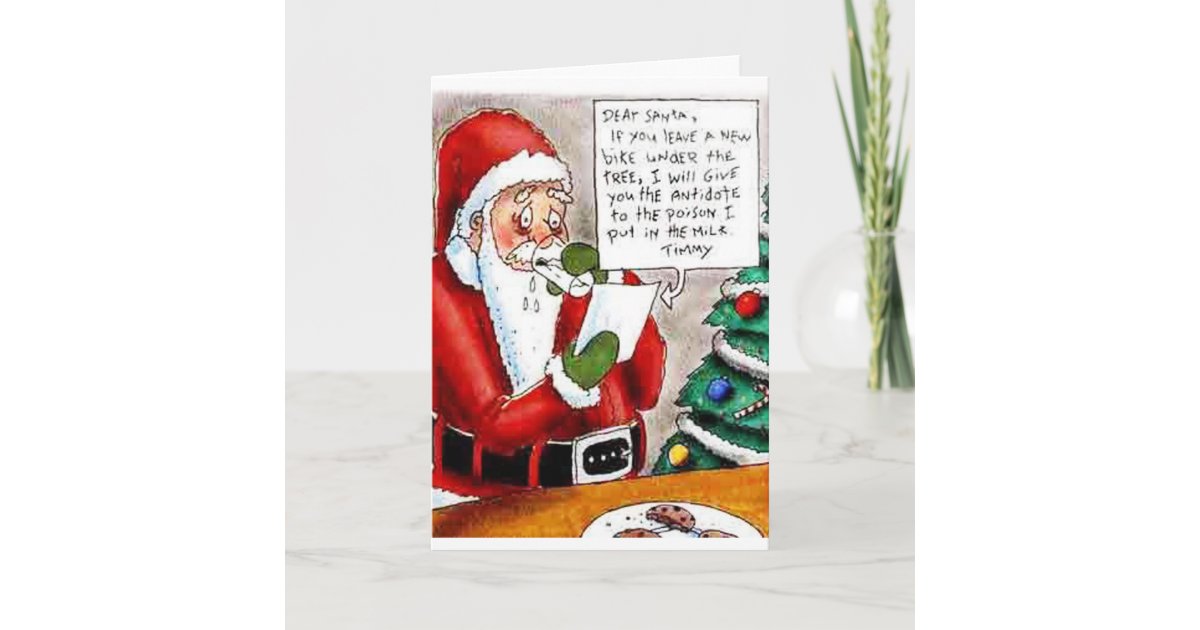 Child's Poison Threat to Santa Greeting Card | Zazzle