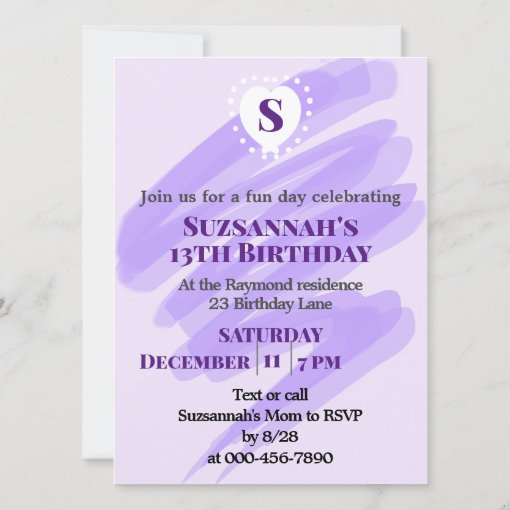 Child's Purple Birthday Playdate Custom Photo Invitation | Zazzle