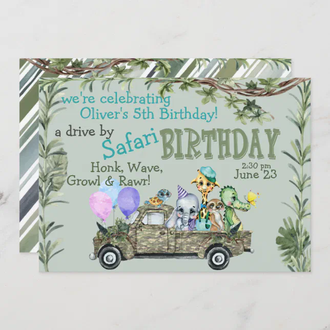 Childs Safari Happy Birthday Parade Invitation | Zazzle