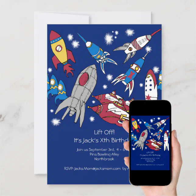 Child's Space Inspired Birthday Party Invitation | Zazzle