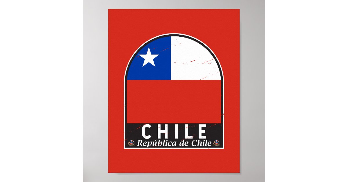 Chile Flag Emblem Distressed Vintage Poster | Zazzle