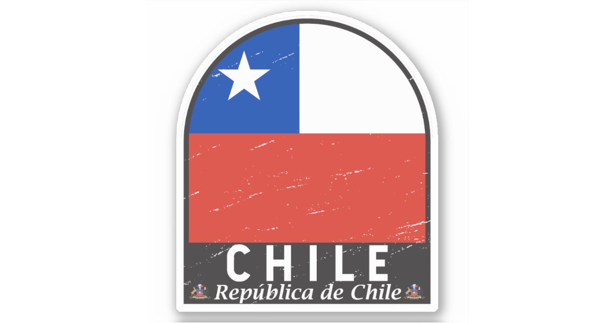 Chile Flag Emblem Distressed Vintage Sticker | Zazzle
