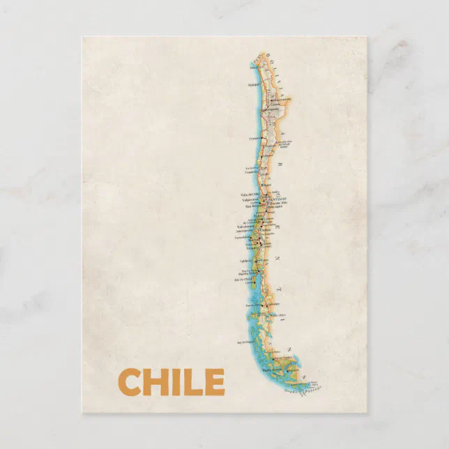 Chile map postcard | Zazzle