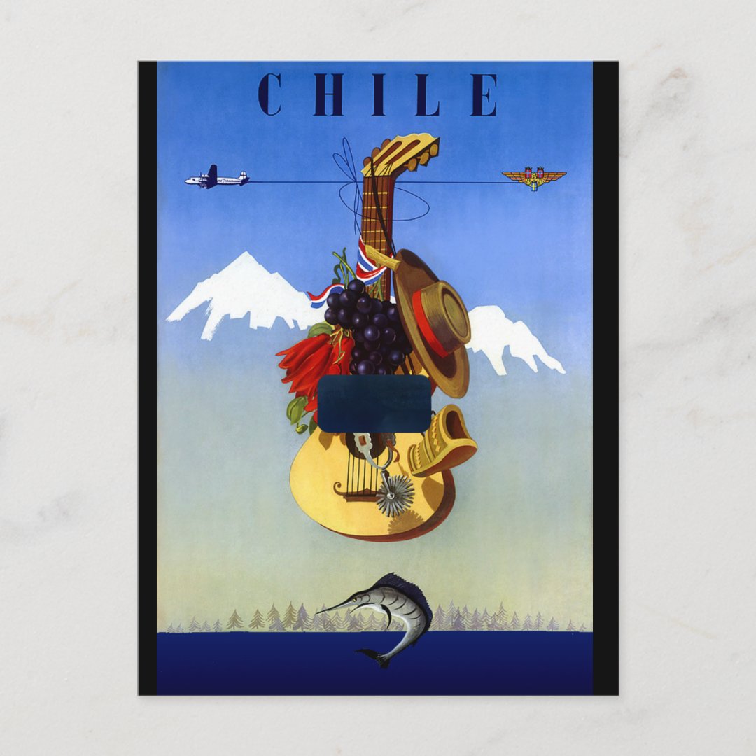Chile Vintage Travel Poster Postcard | Zazzle