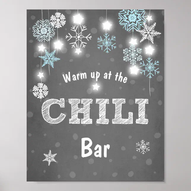 Chili Bar sign Blue Winter snowflakes Chilly Boy | Zazzle