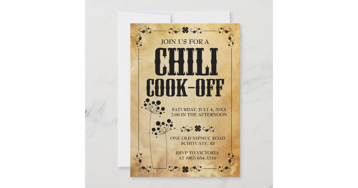 Chili Contest Invitations ~ Chilli Cookout Invite | Zazzle