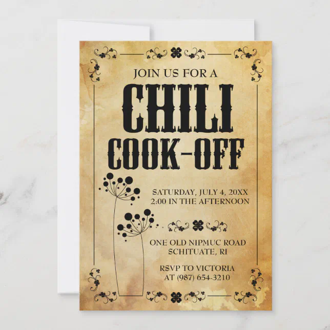 Chili Contest Invitations ~ Chilli Cookout Invite | Zazzle