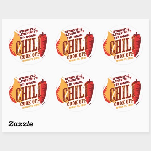 Chili Cook Off | BBQ Cookout Contest Classic Round Sticker | Zazzle