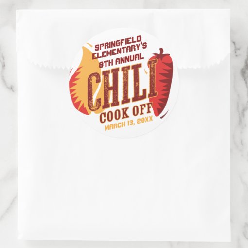 Chili Cook Off | BBQ Cookout Contest Classic Round Sticker | Zazzle
