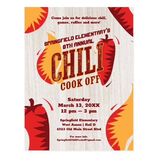 Chili Cook Off | BBQ Cookout Contest Invitation Postcard | Zazzle.com