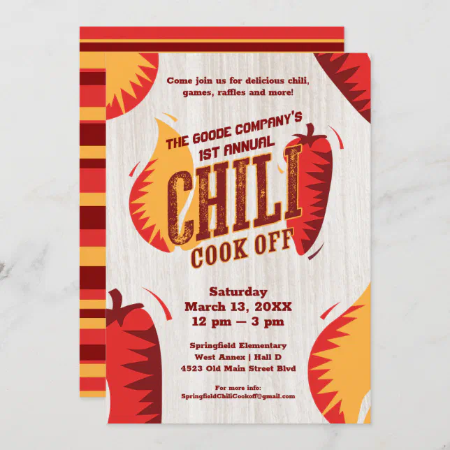 Chili Cook Off Corporate Party | BBQ Contest Invitation | Zazzle