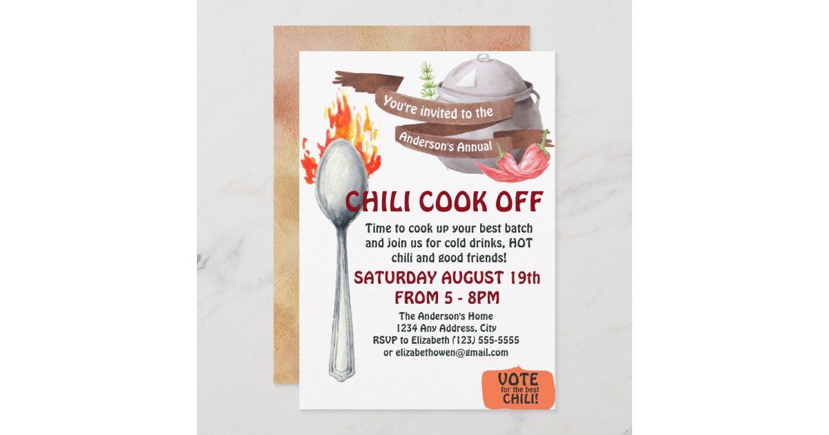 Chili Cook Off Invitation | Zazzle