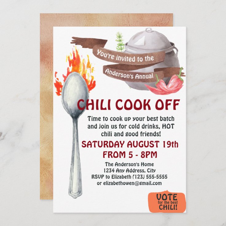 Chili Cook Off Invitation | Zazzle