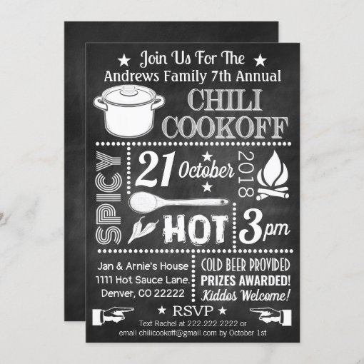 Chili Cook Off Invitation | Zazzle