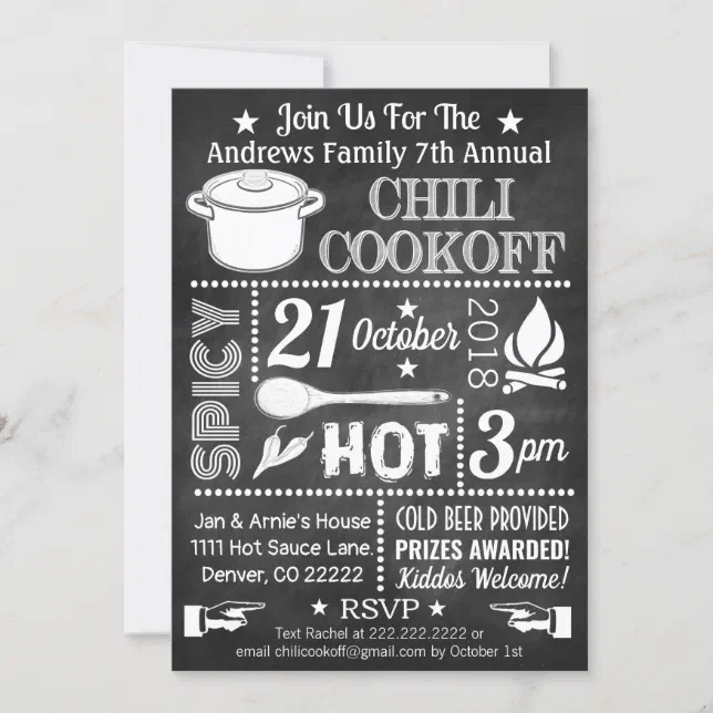 Chili Cook Off Invitation | Zazzle