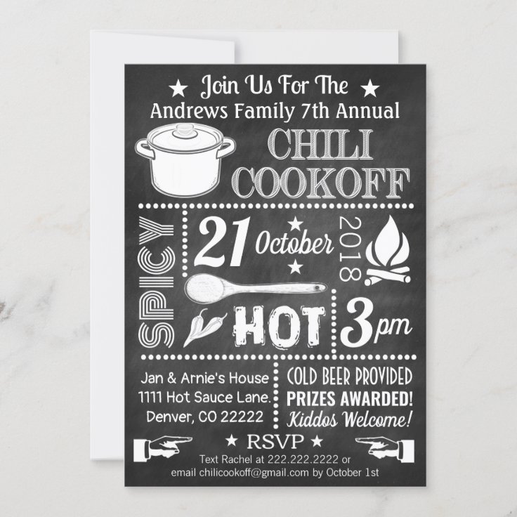 Chili Cook Off Invitation | Zazzle