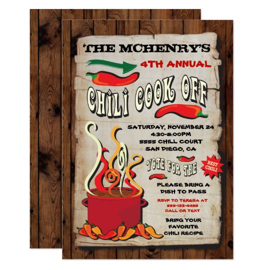 CHILI COOK OFF Party Poster Invitation | Zazzle.com