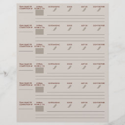 Chili Cook Off Voting Ballot Sheet | Zazzle