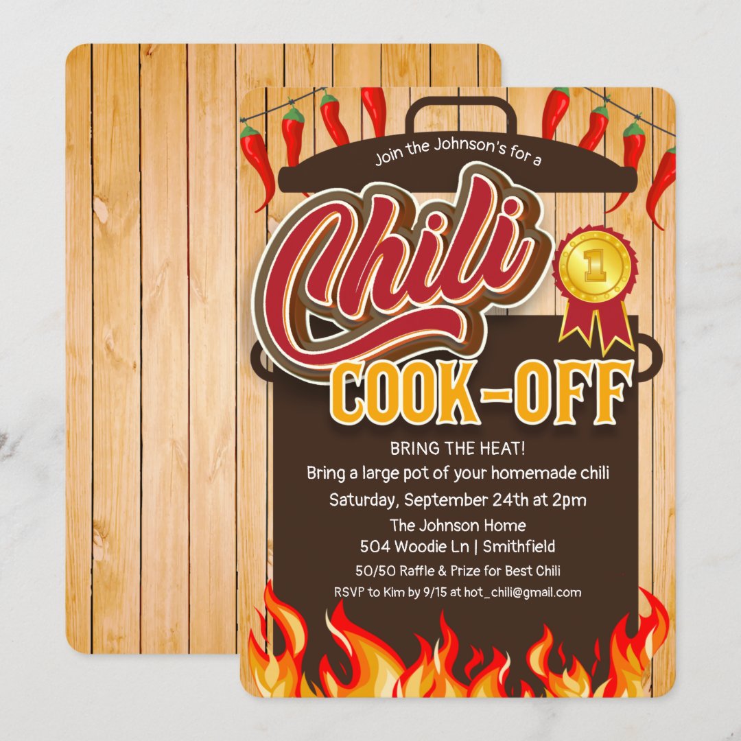Chili Cookoff Cook Off Cook-Off Invitation | Zazzle