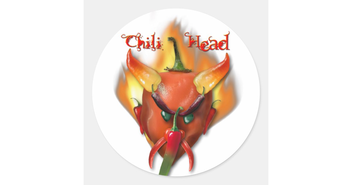 Chili Head Devil Classic Round Sticker | Zazzle