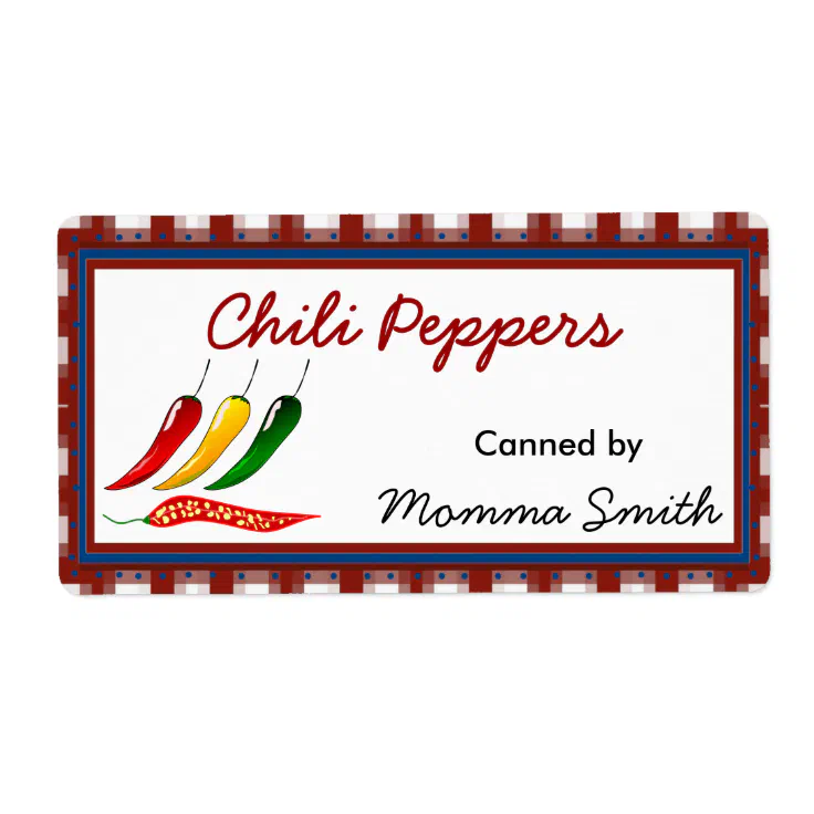 Chili Peppers Custom Canning Labels | Zazzle