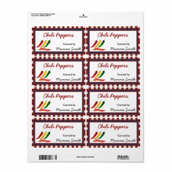 Chili Peppers Custom Canning Labels | Zazzle