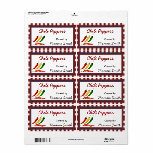 Chili Peppers Custom Canning Labels | Zazzle