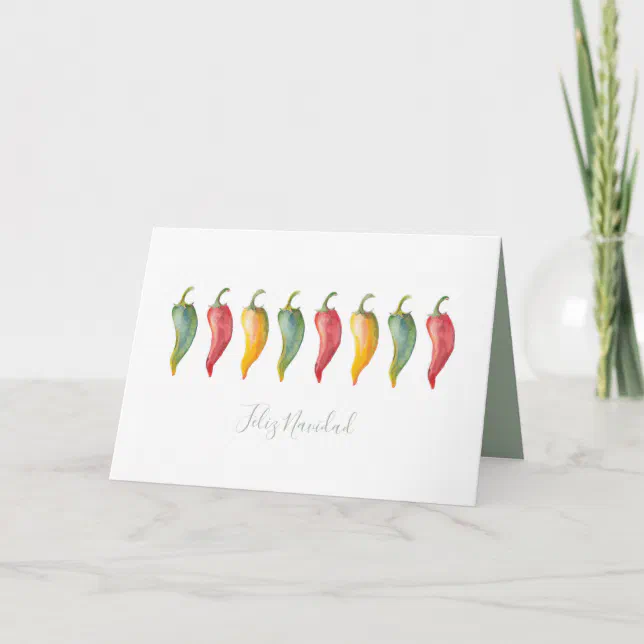 Chili Peppers Feliz Navidad Christmas Holiday Card | Zazzle