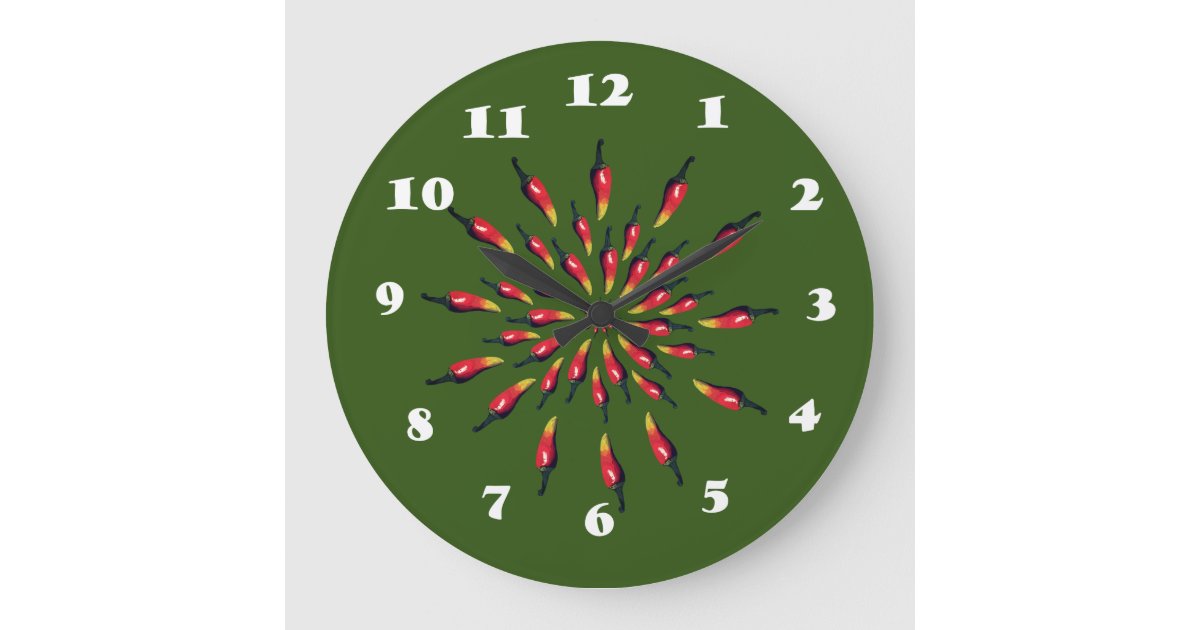 Chili Peppers Mandala Art Large Clock | Zazzle