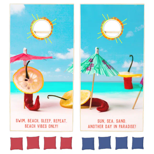 Chili Peppers On The Beach Cornhole Set | Zazzle