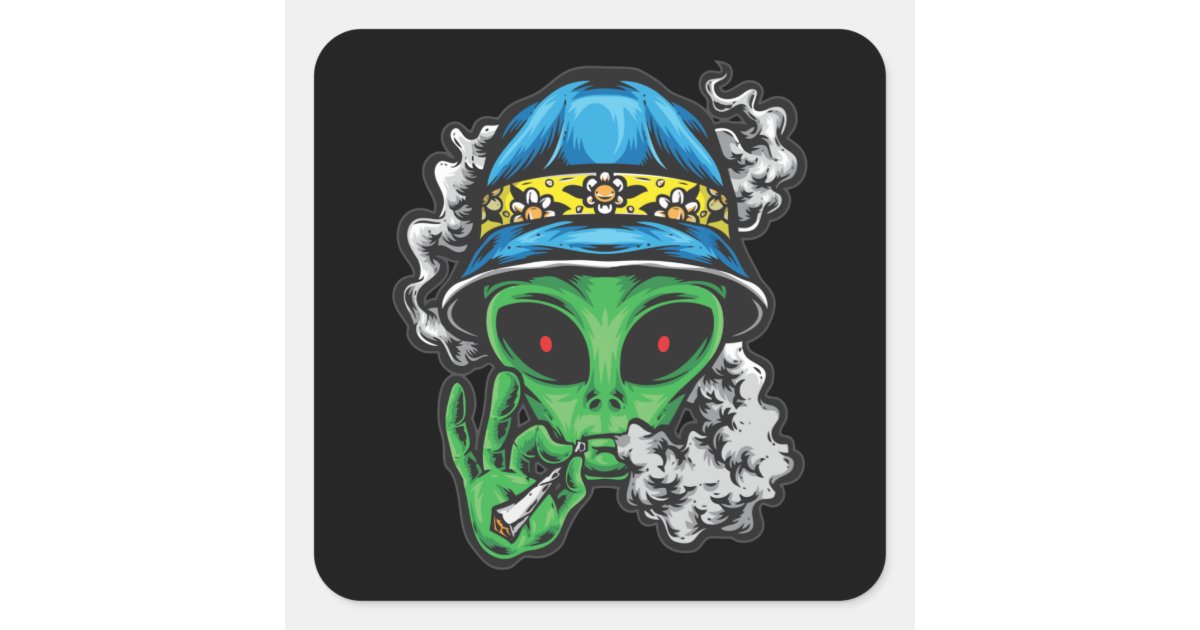 Chill Alien Square Sticker | Zazzle