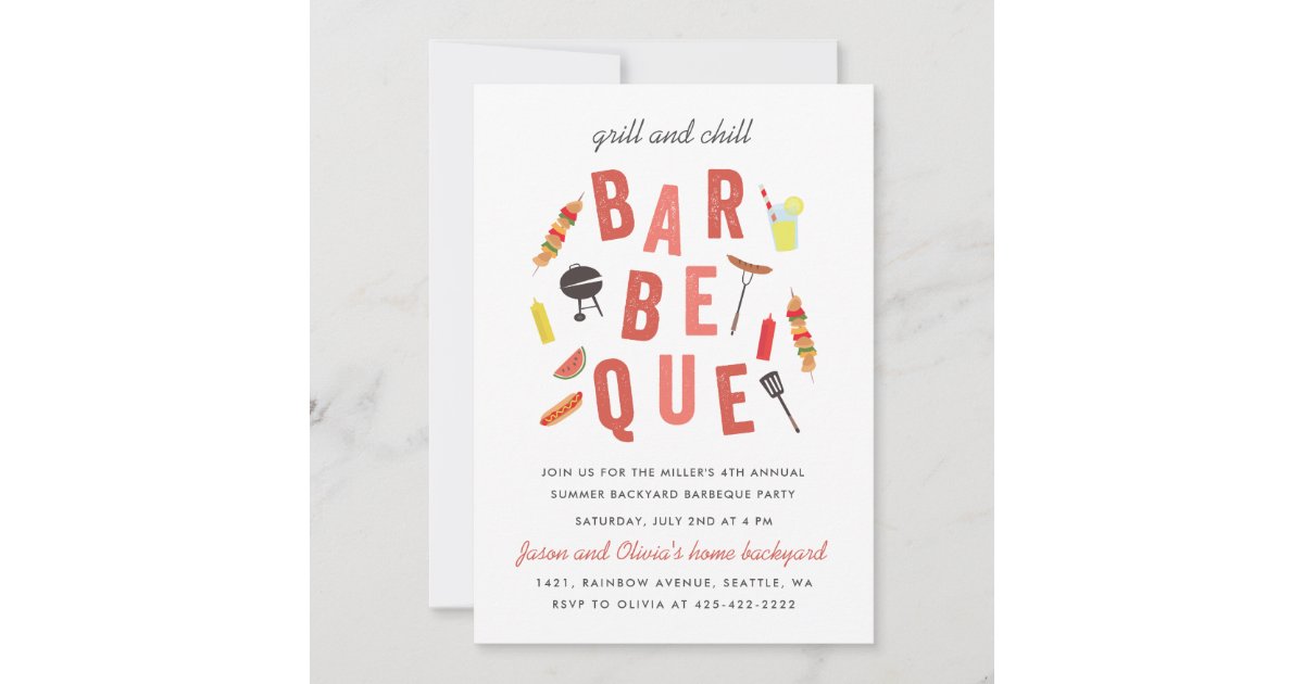 Chill and Grill Barbeque party Invitation | Zazzle