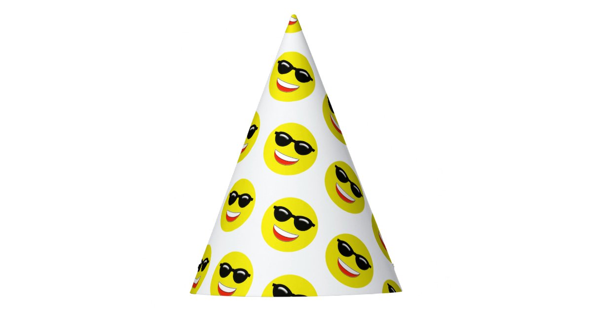 Chill Cool Sunglasses Smiling Emoji Party Hat | Zazzle
