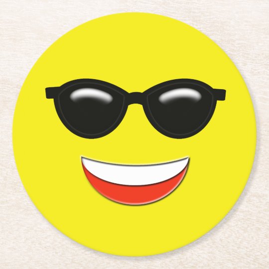 Chill Emoji Round Paper Coaster | Zazzle.com