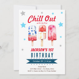 Chill Out Kids Summer Ice Pop 1st Birthday Invitation | Zazzle