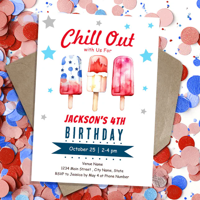 Chill Out Kids Summer Ice Pop Birthday Invitation | Zazzle