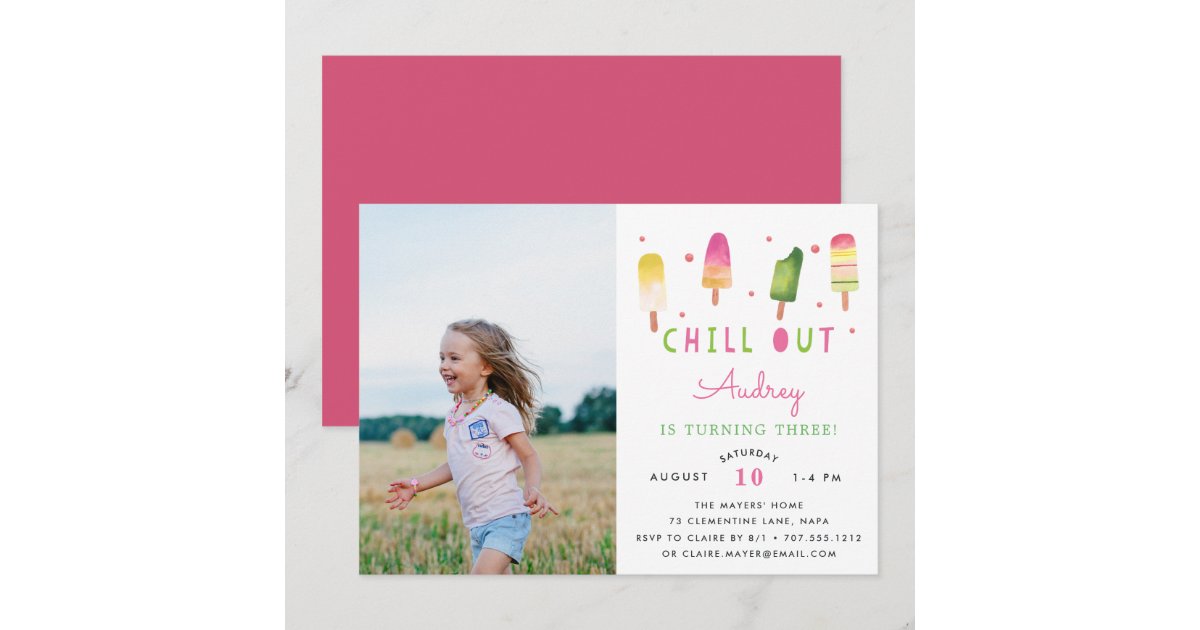Chill Out | Photo Birthday Party Invitation | Zazzle.com