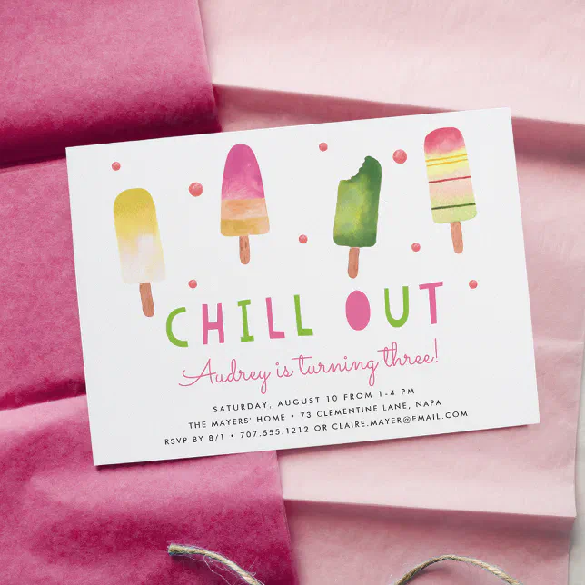 Chill Out | Popsicle Birthday Party Invitation | Zazzle
