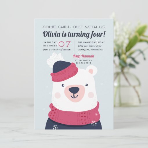 Chill Out | Winter Polar Bear Birthday Party Invitation | Zazzle