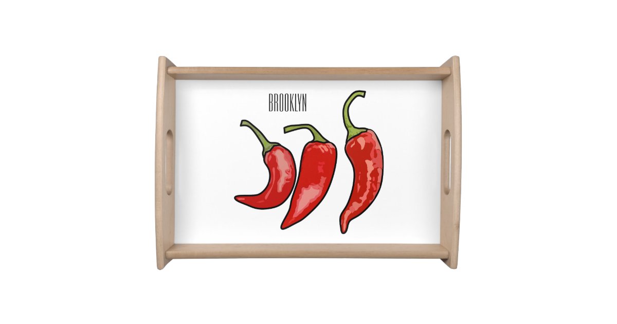Chilli cartoon illustration serving tray | Zazzle