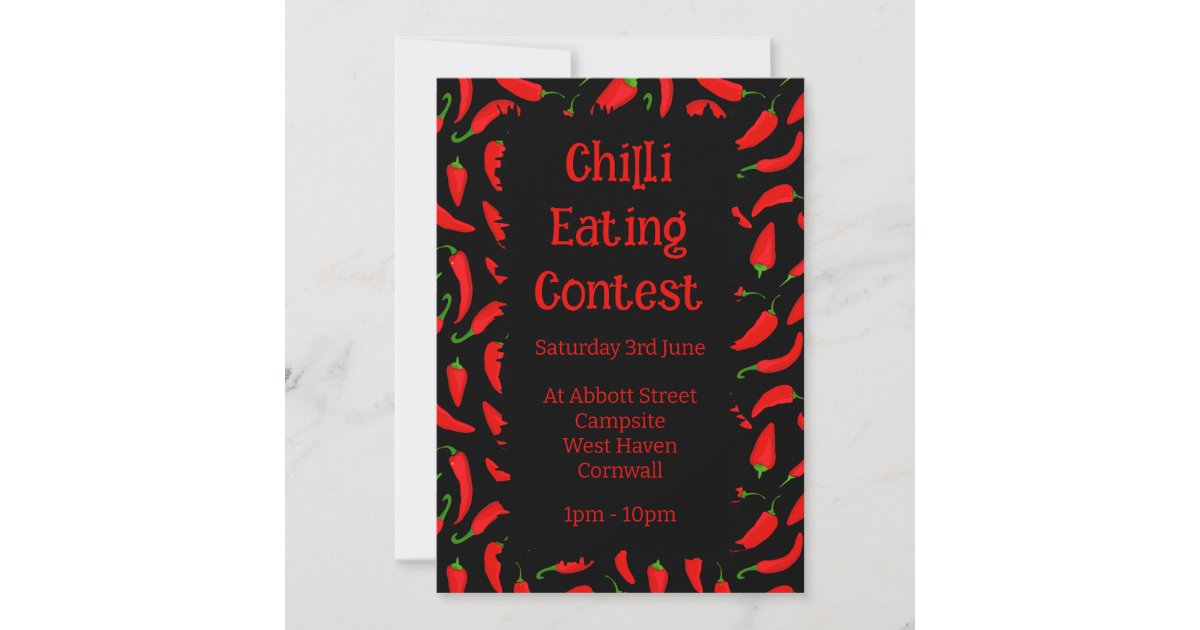 Chilli Eating Contest Invitation | Zazzle