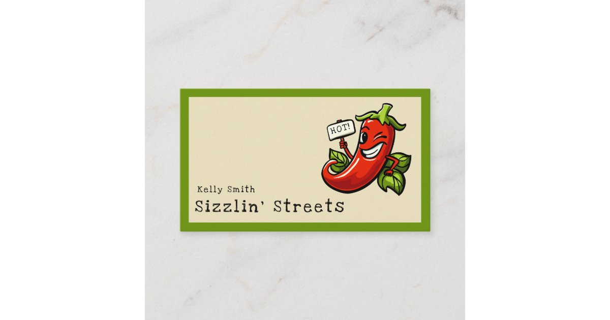 Chilli pepper cartoon character business card | Zazzle