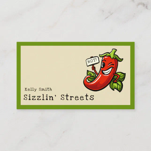 Chilli pepper cartoon character business card | Zazzle
