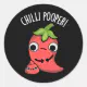 Chilli Poooper Funny Pepper Pun Dark BG Classic Round Sticker | Zazzle