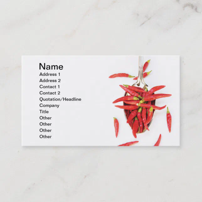 Chilli spoon business card | Zazzle