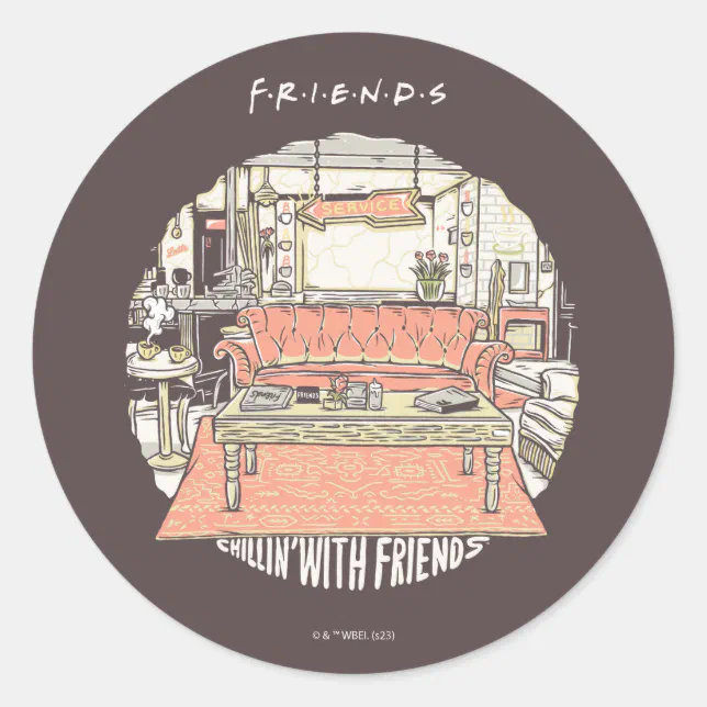 Chillin' with FRIENDS™ Cartoon Classic Round Sticker | Zazzle