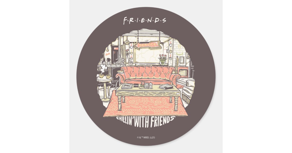 Chillin' with FRIENDS™ Cartoon Classic Round Sticker | Zazzle